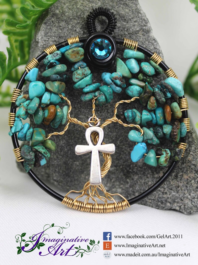 Turquoise Egyptian Ankh Tree of Life Jewelry - Statement Jewelry - Etsy