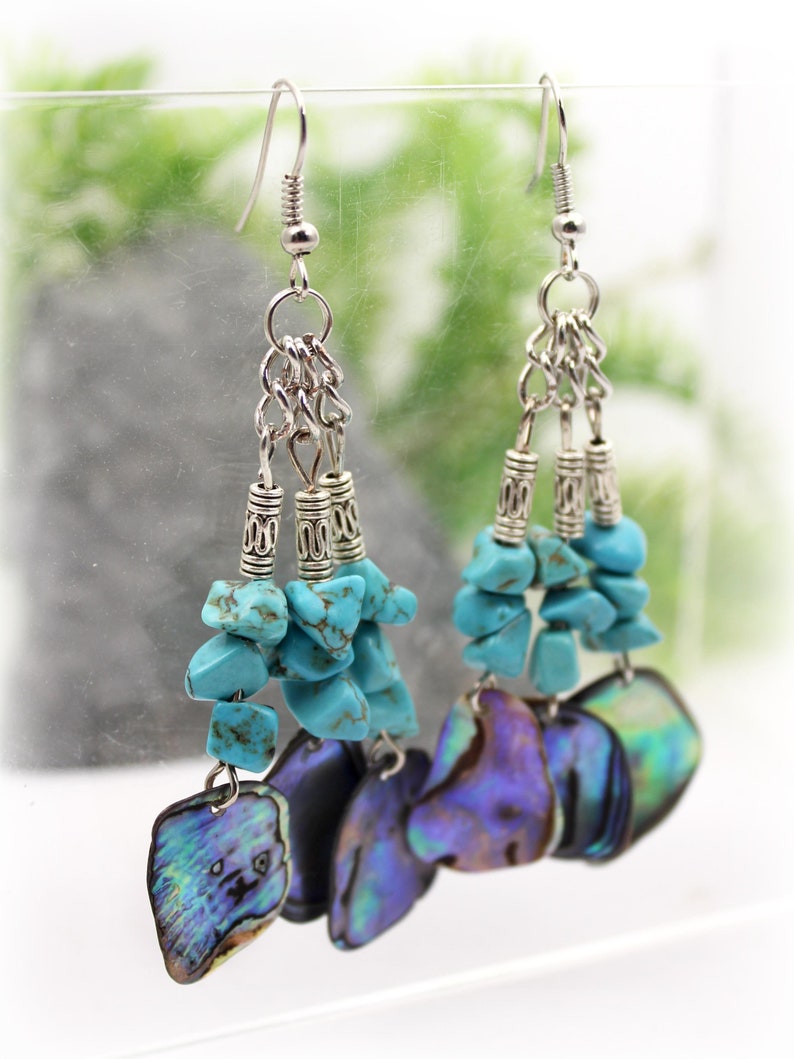 Turquoise Paua Abalone Shell Pendant and Earrings Set French Hook ...