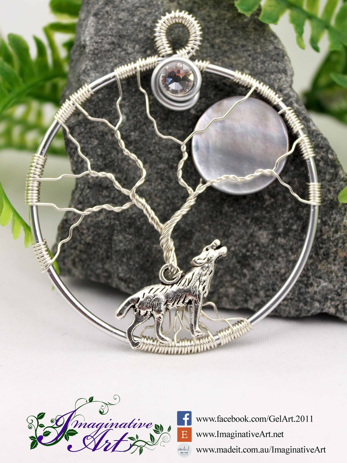 Wolf and Moon Tree of Life Jewelry - Wolf Pendant - Statement Jewelry ...
