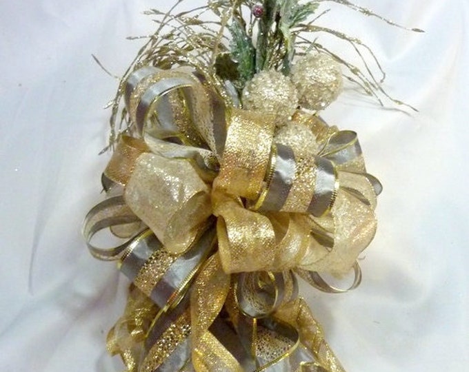 Platinum Tree Topper, Platinum and Champagne Ribbon Topper - Etsy