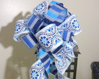 Spring Lantern Bow, Blue and White Wreath Bow, Gift Bow Mother's Day ...