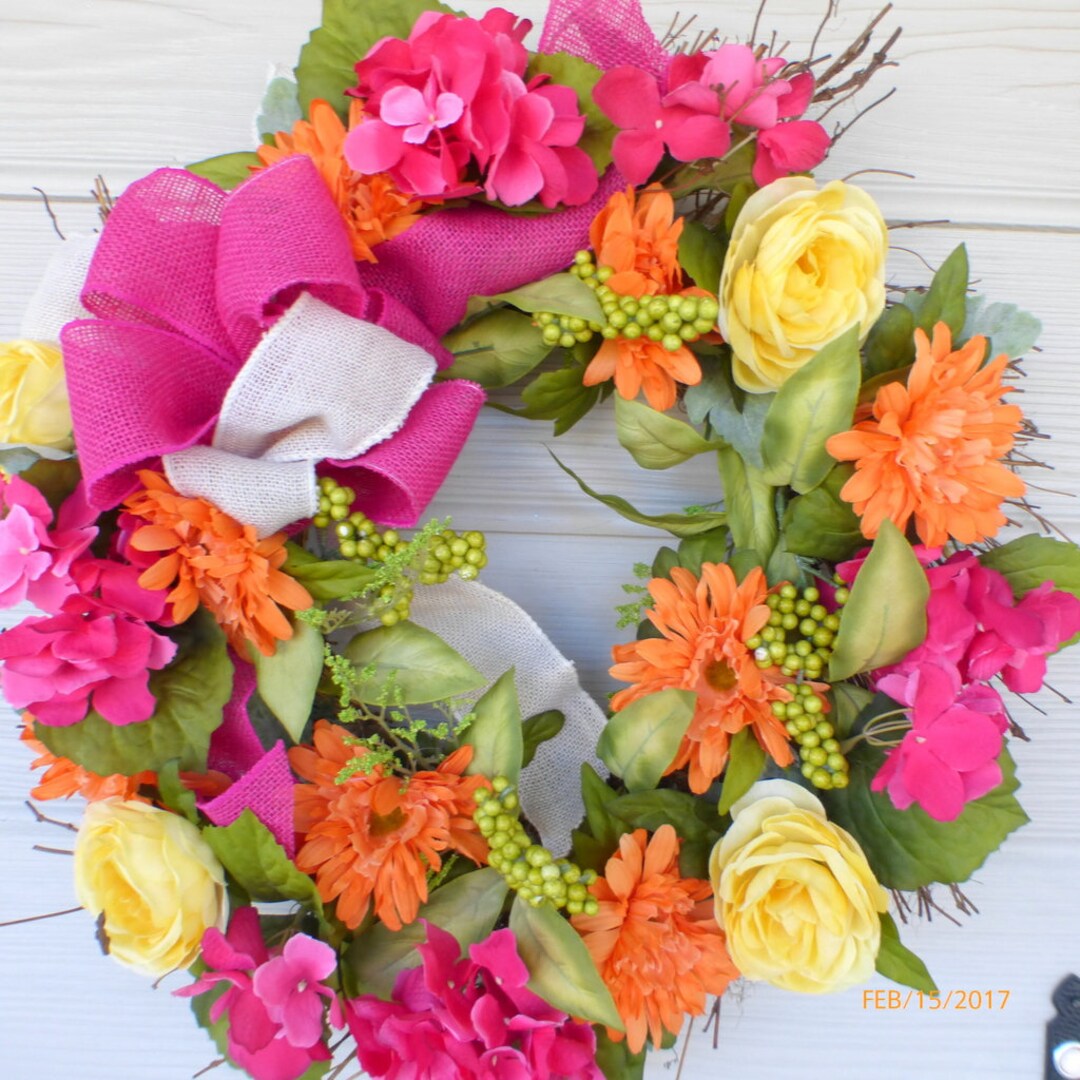 Bright Summer Wreath Spring Wreath Floral Wreaths - Etsy