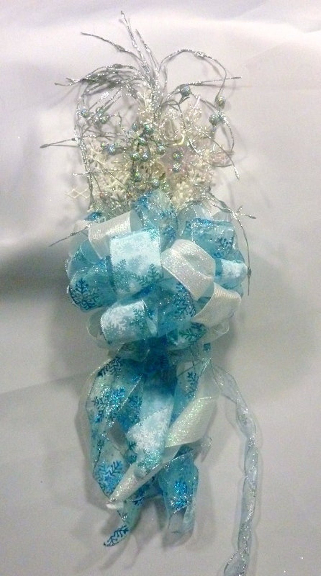 Ribbon Tree Topper, Blue and Silver Tree Topper, Bow Tree Topper - Etsy