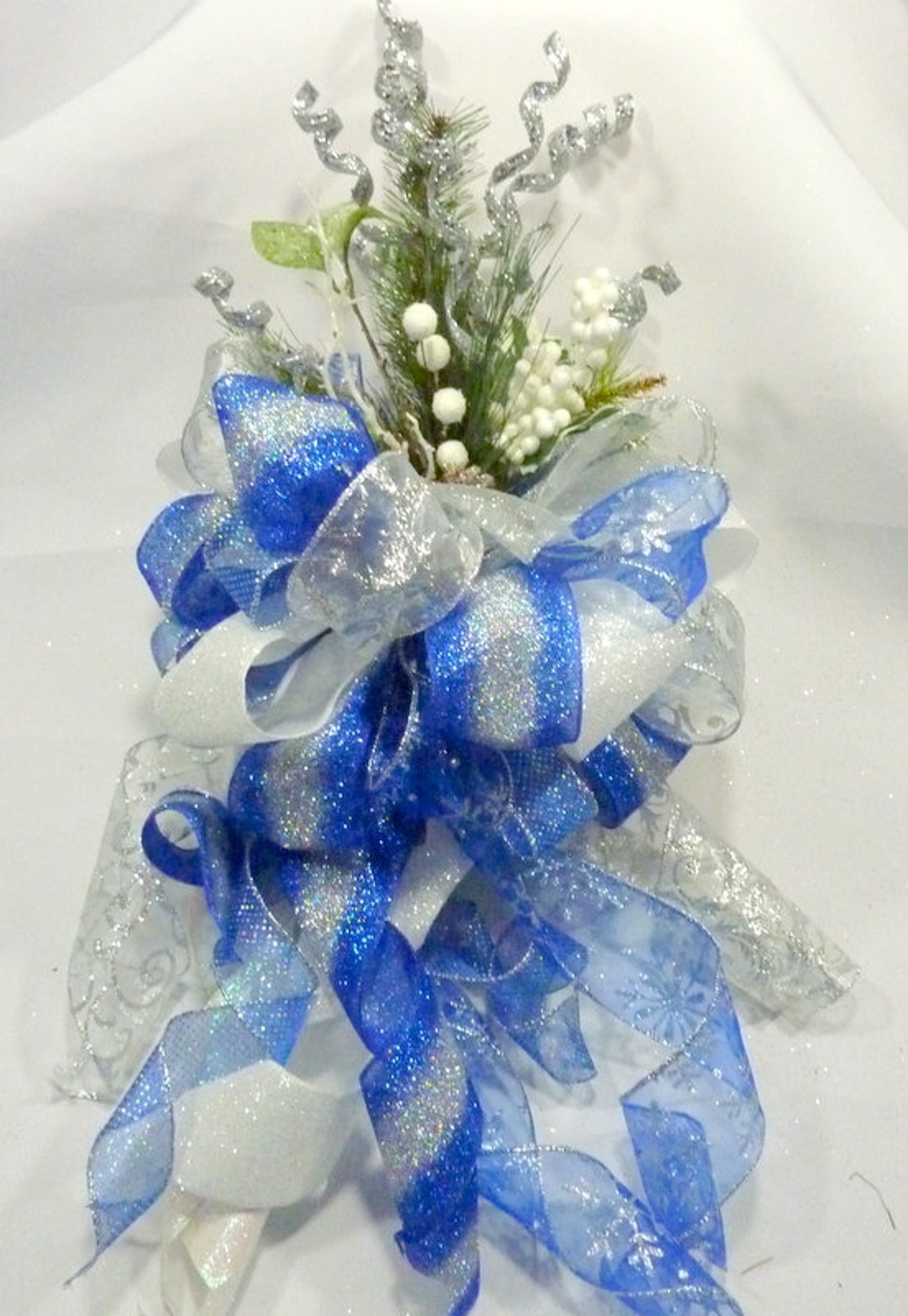 Blue and Silver Tree Topper, Bow Tree Topper - Etsy