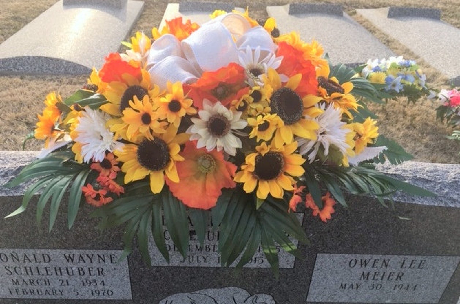 Sunflower Headstone Spray Cemetery Flowers Memorial Flowers | Etsy