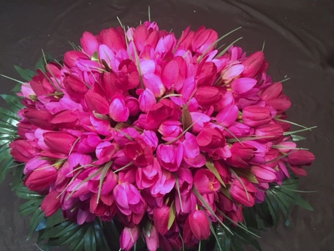 Headstone Spray, Cemetery Flowers, Mini Tulip Spray in Dark Shades of ...