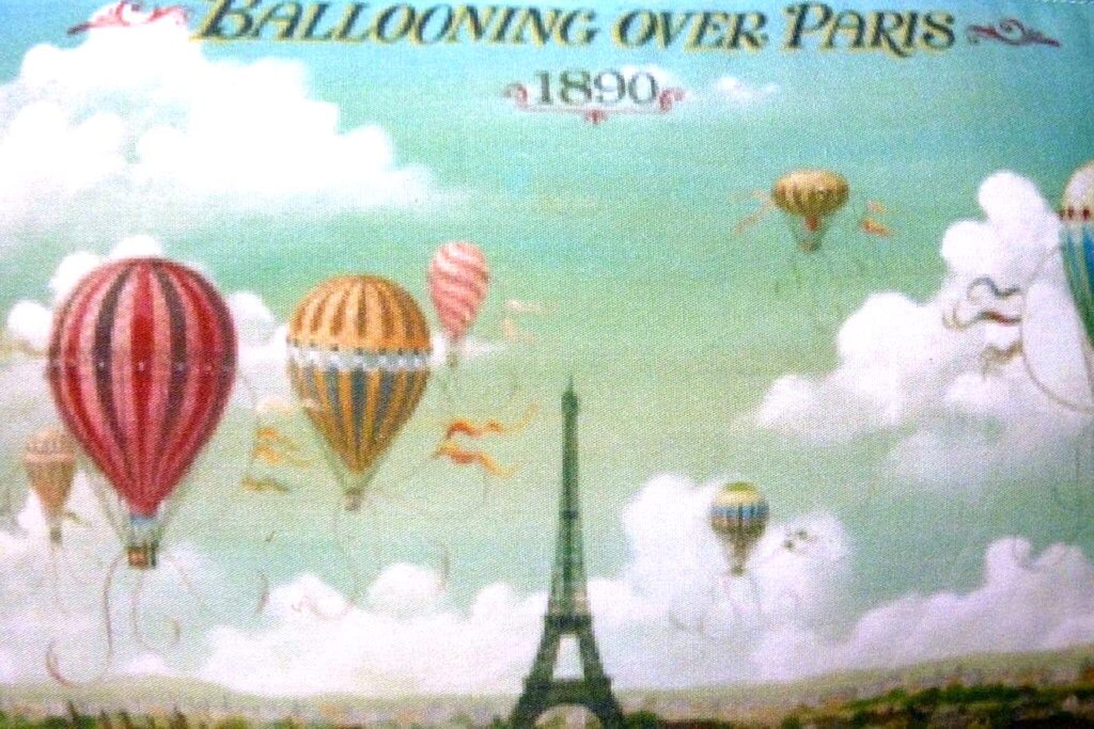 Paris Pillows. Ballooning Over Paris Vintage 1890 Poster Pillow Cover ...
