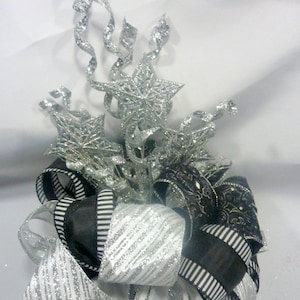 Silver and Black Ribbon Tree Topper, 360 Degree Bow Tree Topper - Etsy