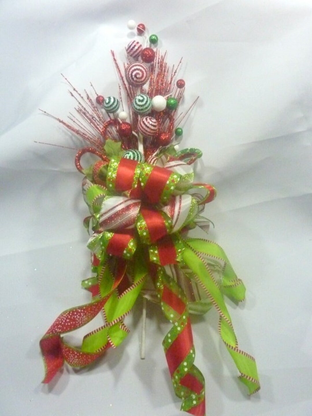Bow Tree Topper in Red and Green, Ribbon Tree Toppers - Etsy