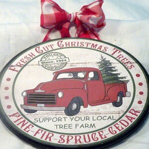 Red Truck Christmas Decorations Wood Plaque Red Truck - Etsy