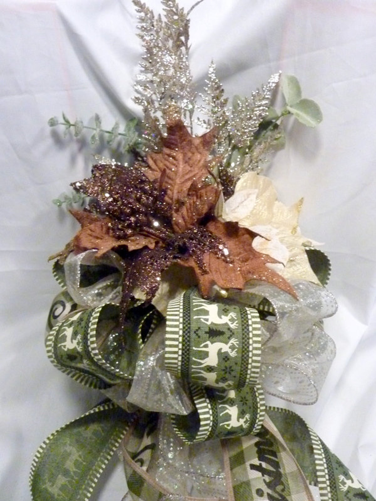 Lodge Look Ribbon Tree Topper 360 Bow Tree Topper Christmas - Etsy