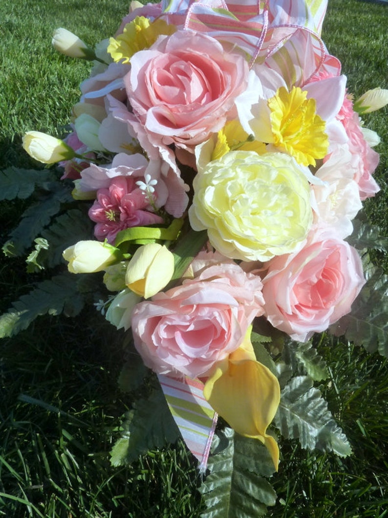 Pastel Headstone Spray Cemetery Flowers Memorial Spray - Etsy