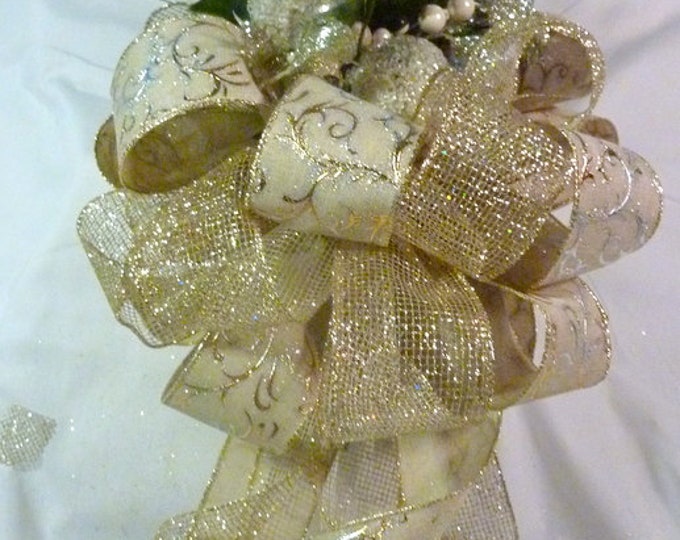 Champagne Tree Topper, Ribbon Tree Topper, Bow Tree Topper, Christmas ...