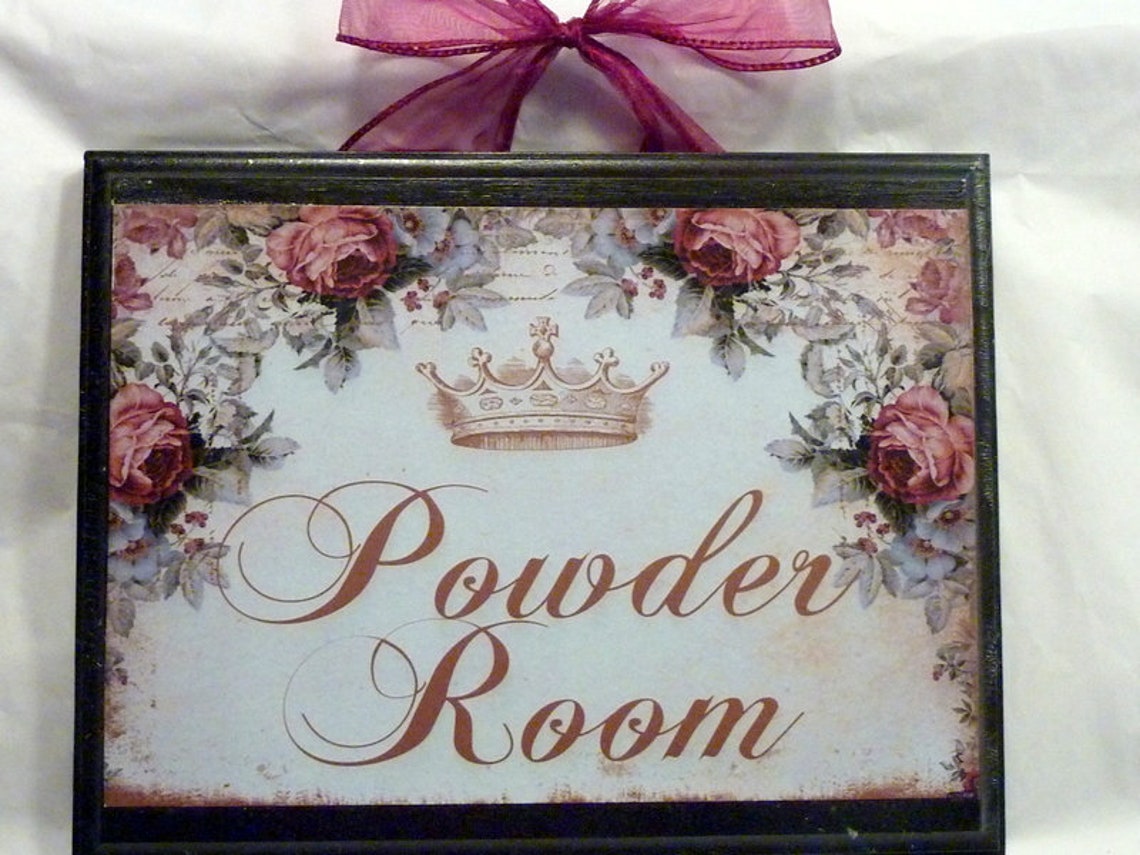 Powder Room Sign Wood Wall Art French Country Decor | Etsy