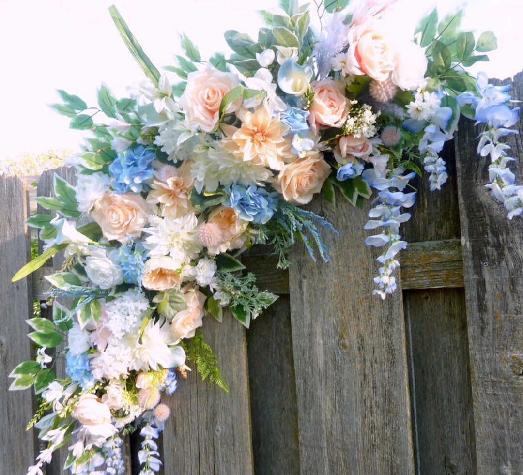 Peach and Blue Wedding Arch Flowers - Etsy