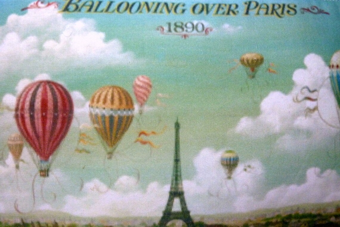Paris Pillows Ballooning over Paris Vintage 1890 poster | Etsy