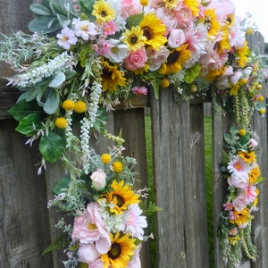 Sunflower and Pink Daisy Wedding Arch Decorations. Wedding - Etsy