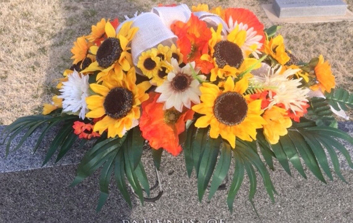 Sunflower Headstone Spray Cemetery Flowers Memorial Flowers | Etsy