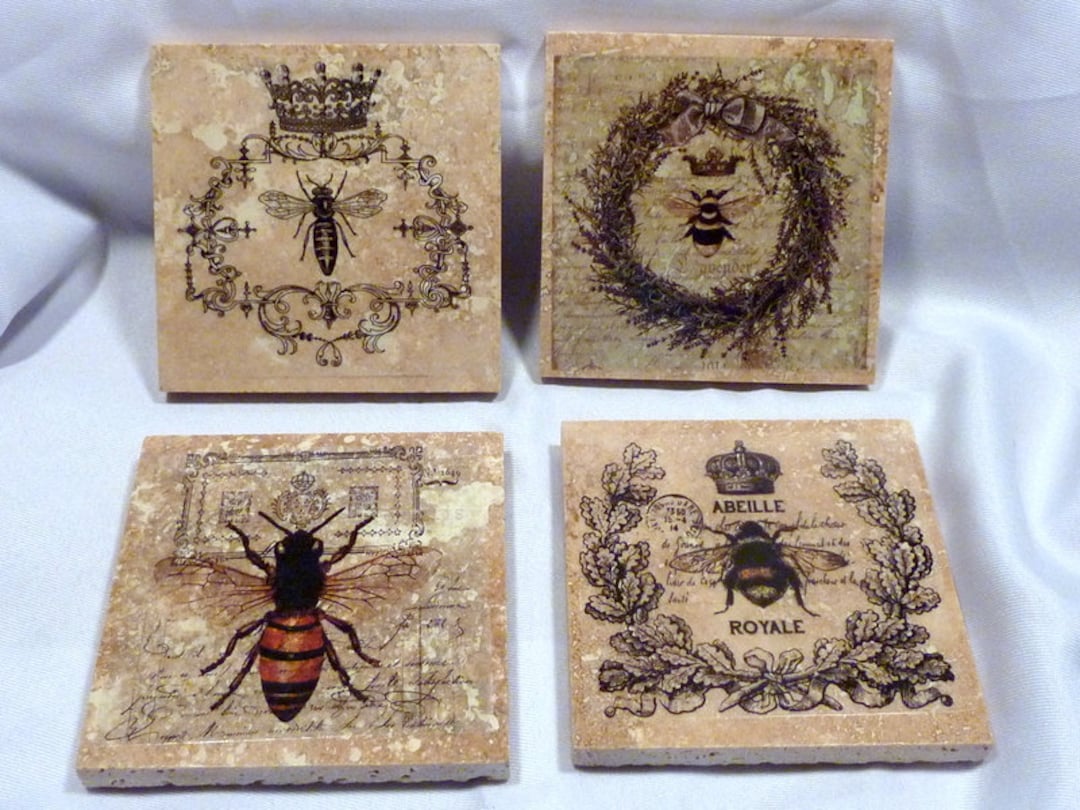 Queen Bee Coasters, Marble Bee Coasters, Stone Coasters - Etsy