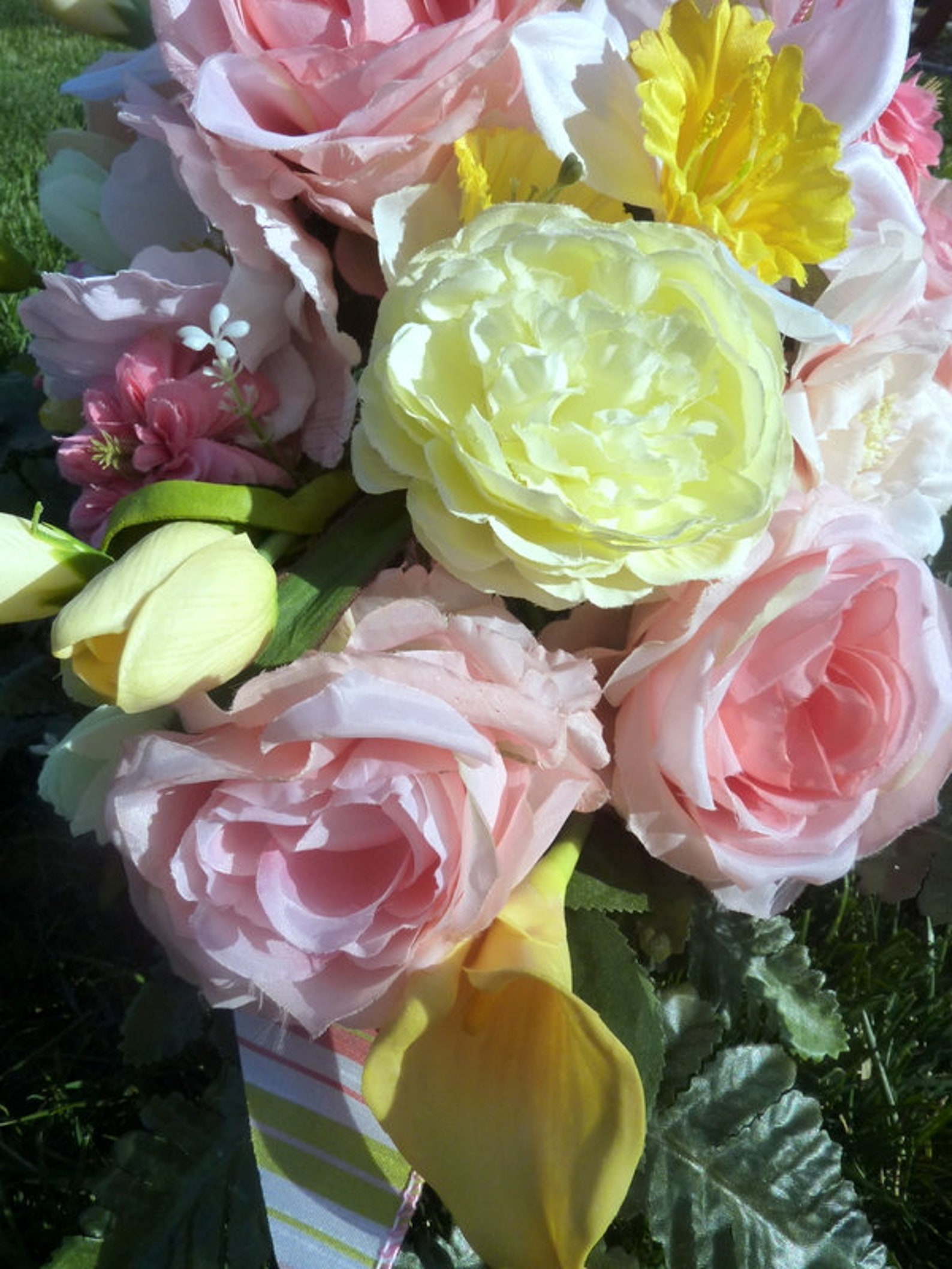 Pastel Headstone Spray Cemetery Flowers Memorial Spray - Etsy