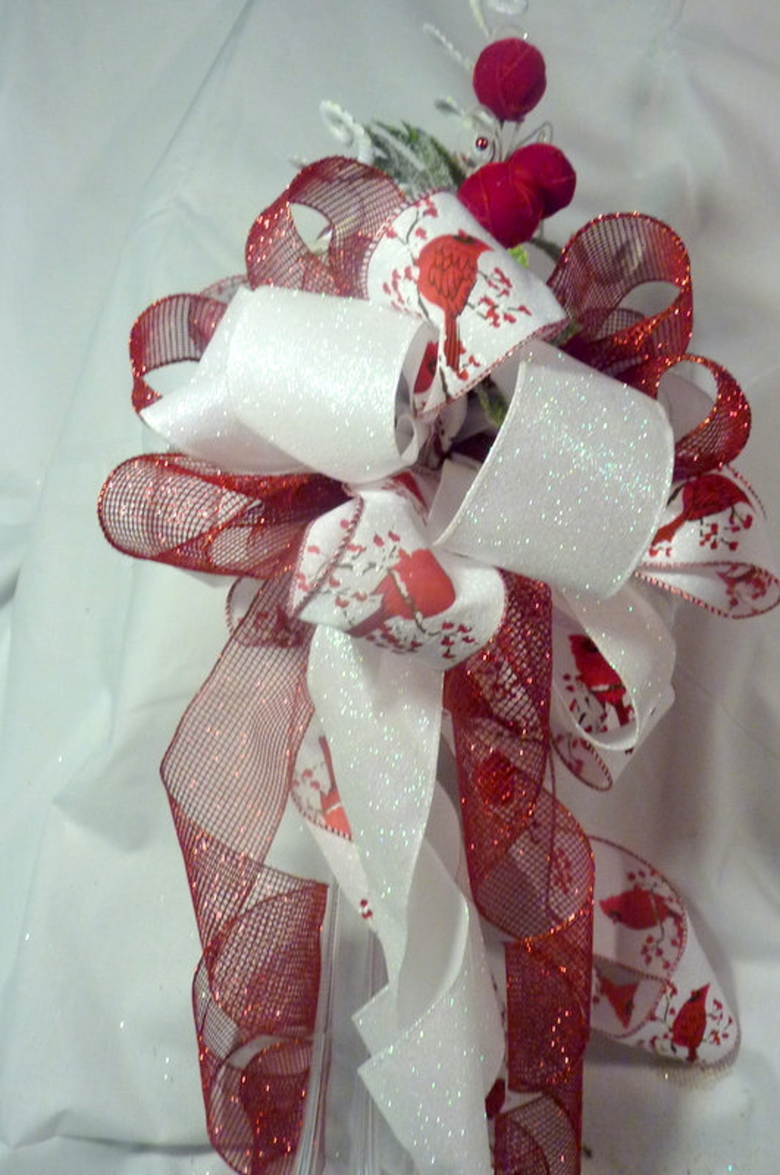 Cardinal Ribbon Tree Topper 360 Degree Bow Tree Topper - Etsy