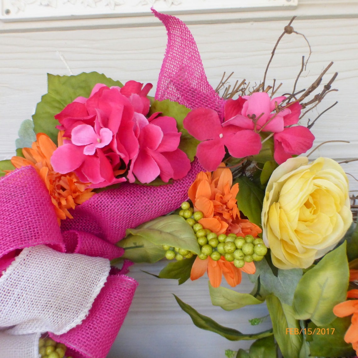 Bright Summer Wreath Spring Wreath Floral Wreaths - Etsy