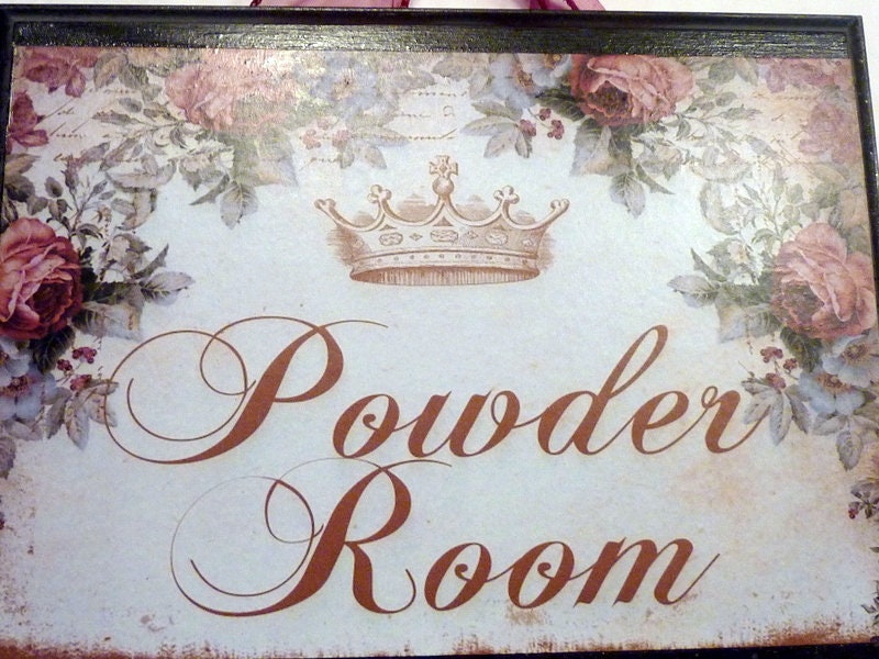 Powder Room Sign Wood Wall Art French Country Decor | Etsy
