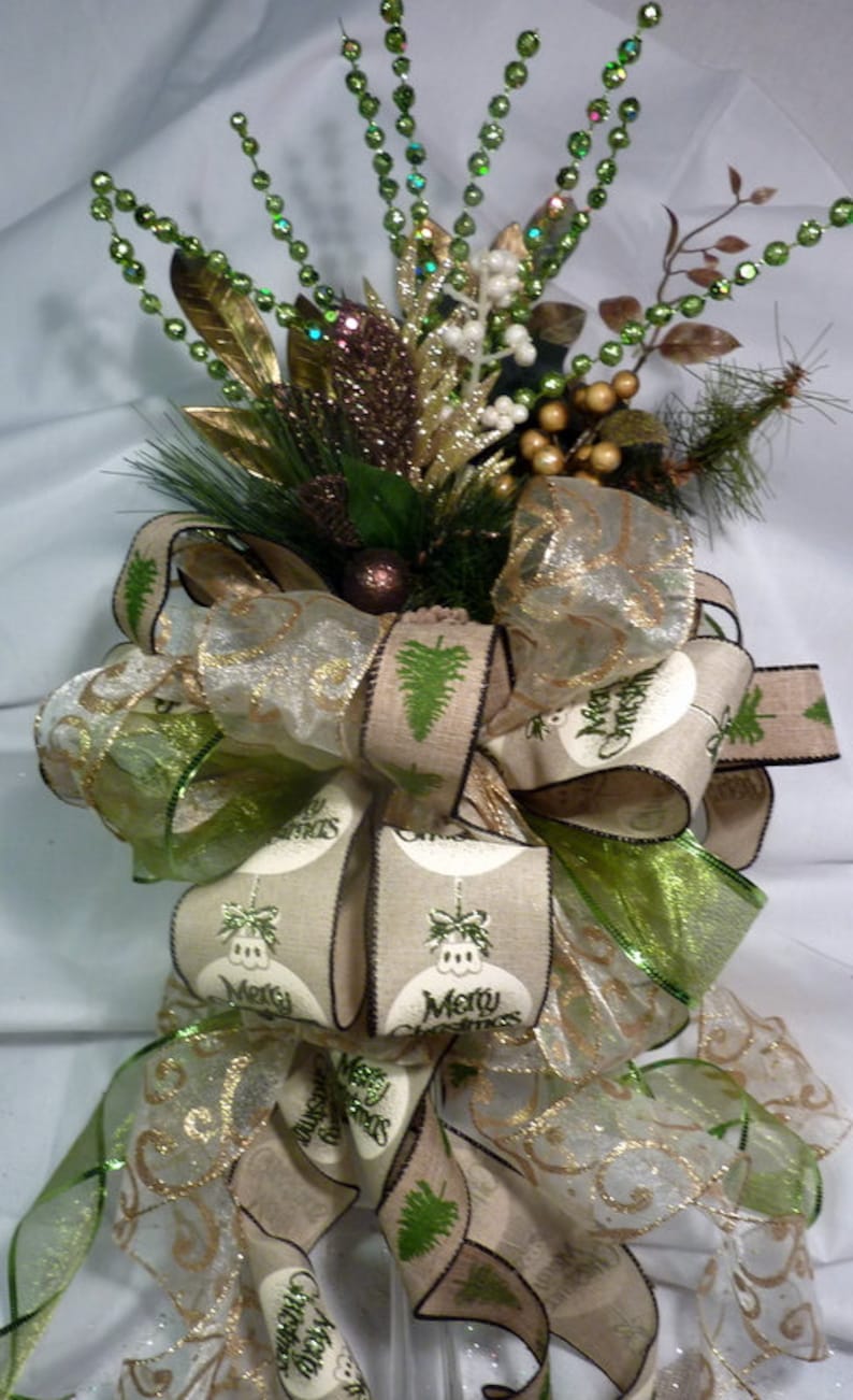 Ribbon Tree Topper Deer Bow Tree Topper Christmas Tree | Etsy