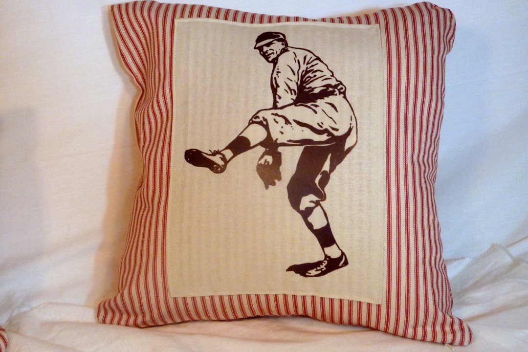Baseball Pillow, Vintage Baseball Player, Boys Room Decor, Sports ...