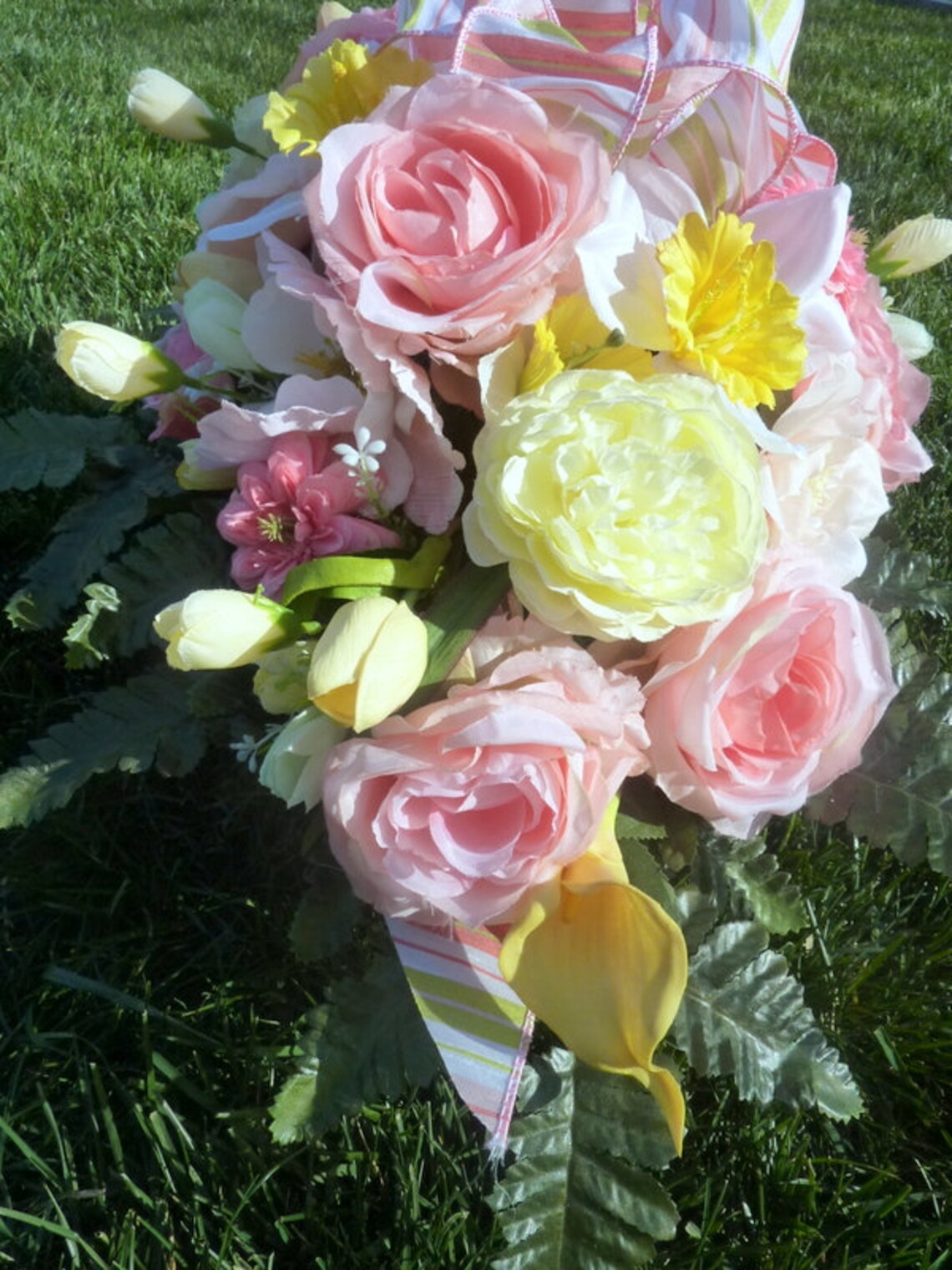 Pastel Headstone Spray Cemetery Flowers Memorial Spray - Etsy