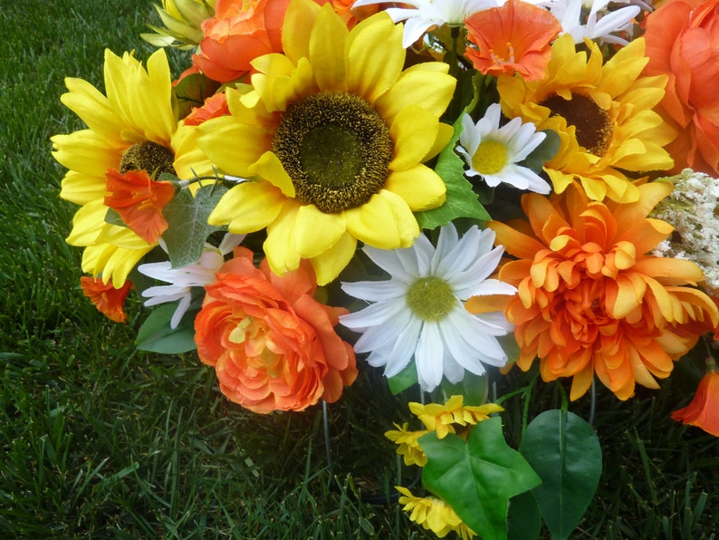 Sunflower Headstone Spray Cemetery Flowers Memorial Flowers - Etsy