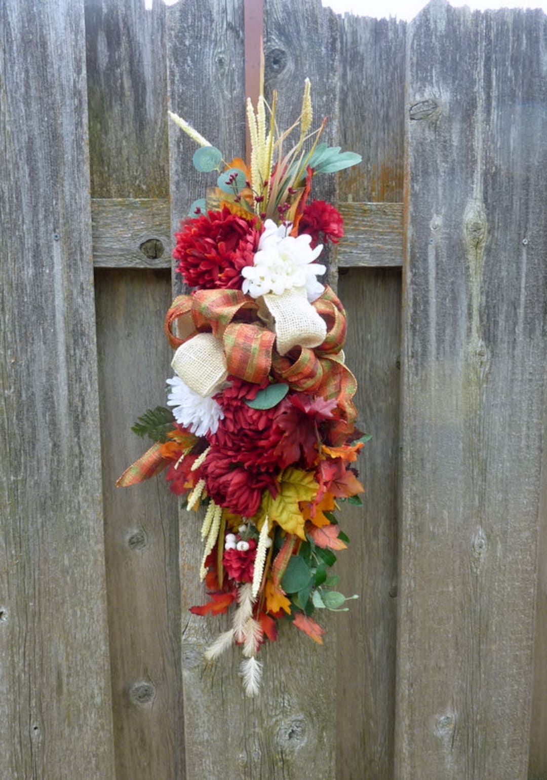 Door Swags for Fall, Burgundy Door Swag - Etsy