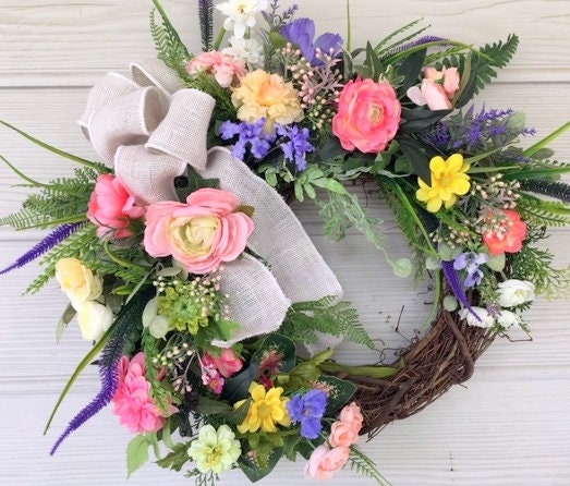 Spring Wreath Summer wreaths. Farmhouse wreaths Pastel | Etsy