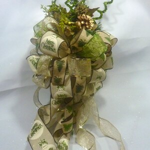 Green and Gold Ribbon Tree Topper, Bow Christmas Tree Topper - Etsy