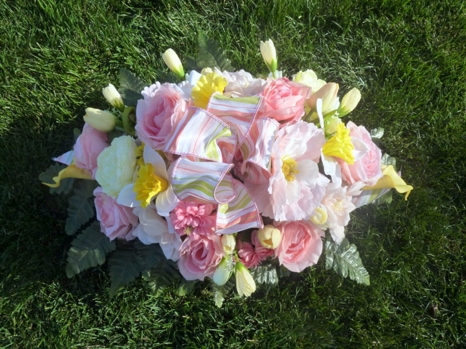 Pastel Headstone Spray Cemetery Flowers Memorial Spray - Etsy