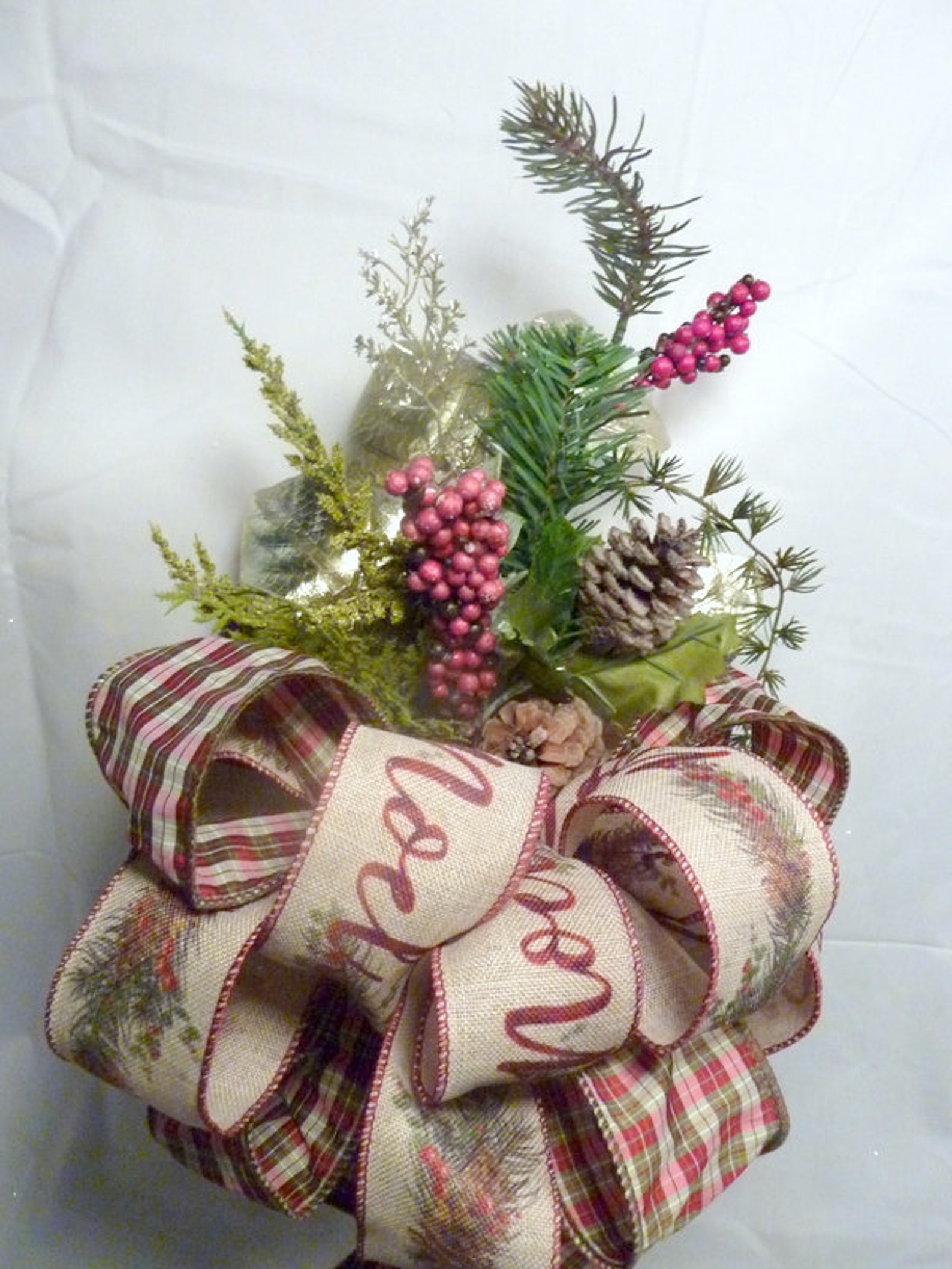 Ribbon Christmas Tree Topper Bow Tree Topper Noel Christmas - Etsy