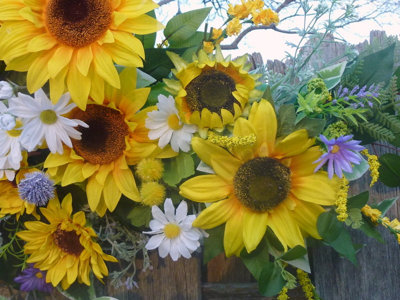 Sunflower Corner Swag Wedding Flowers With Sunflowers - Etsy