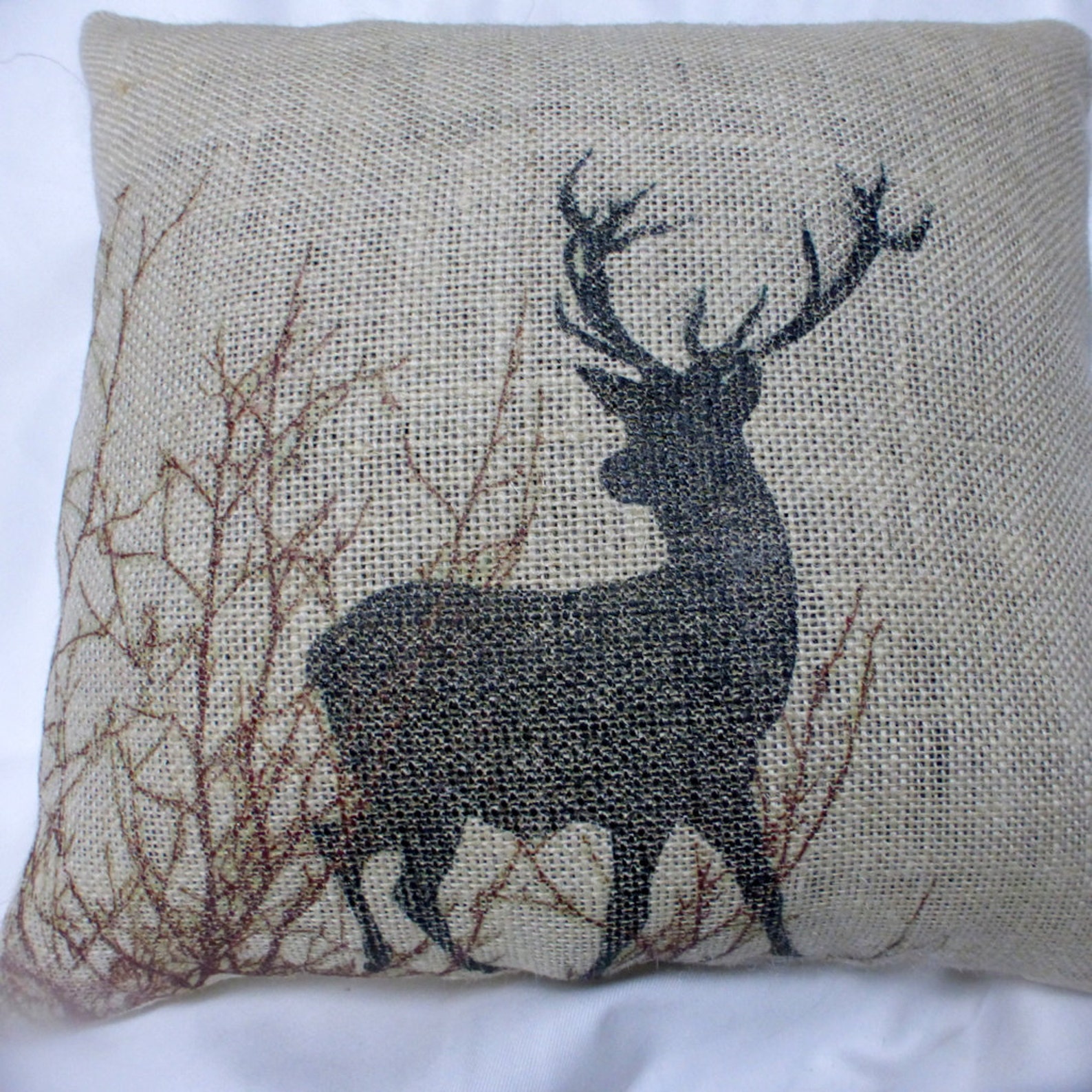 Burlap Deer Pillow Animal Print Pillow Gift for the Hunter - Etsy