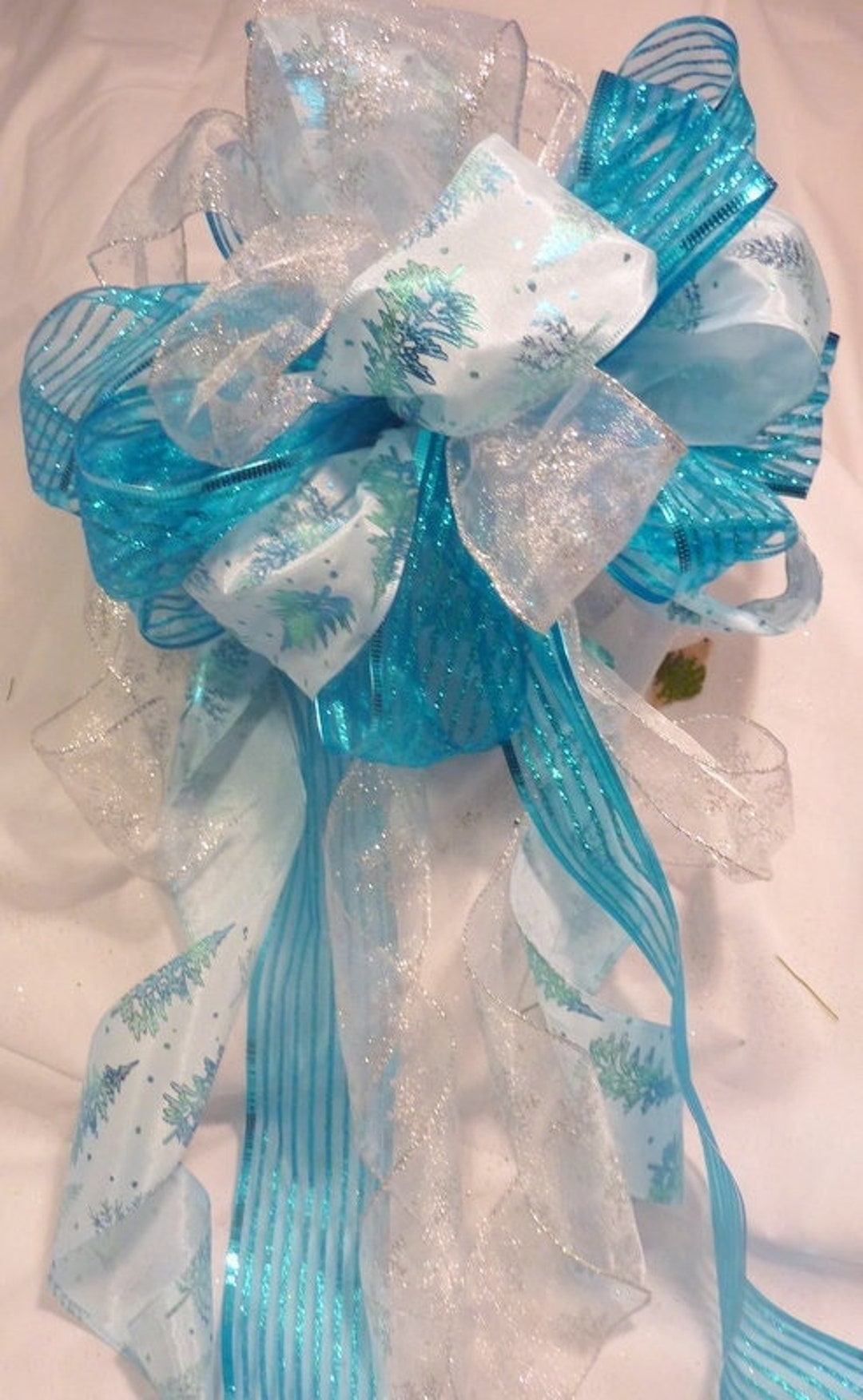 Turquoise Ribbon Tree Topper, Bow Tree Topper - Etsy