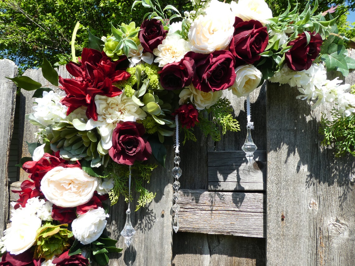 Wedding Arch Corner Swags Burgundy & Ivory With Succulents - Etsy