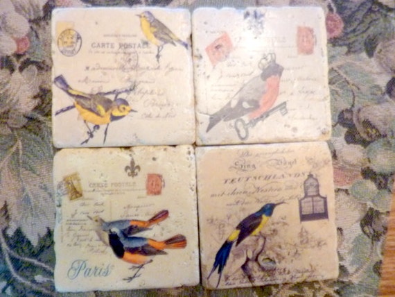 Bird Coaster Stone Coasters Marble Coaster French Country - Etsy