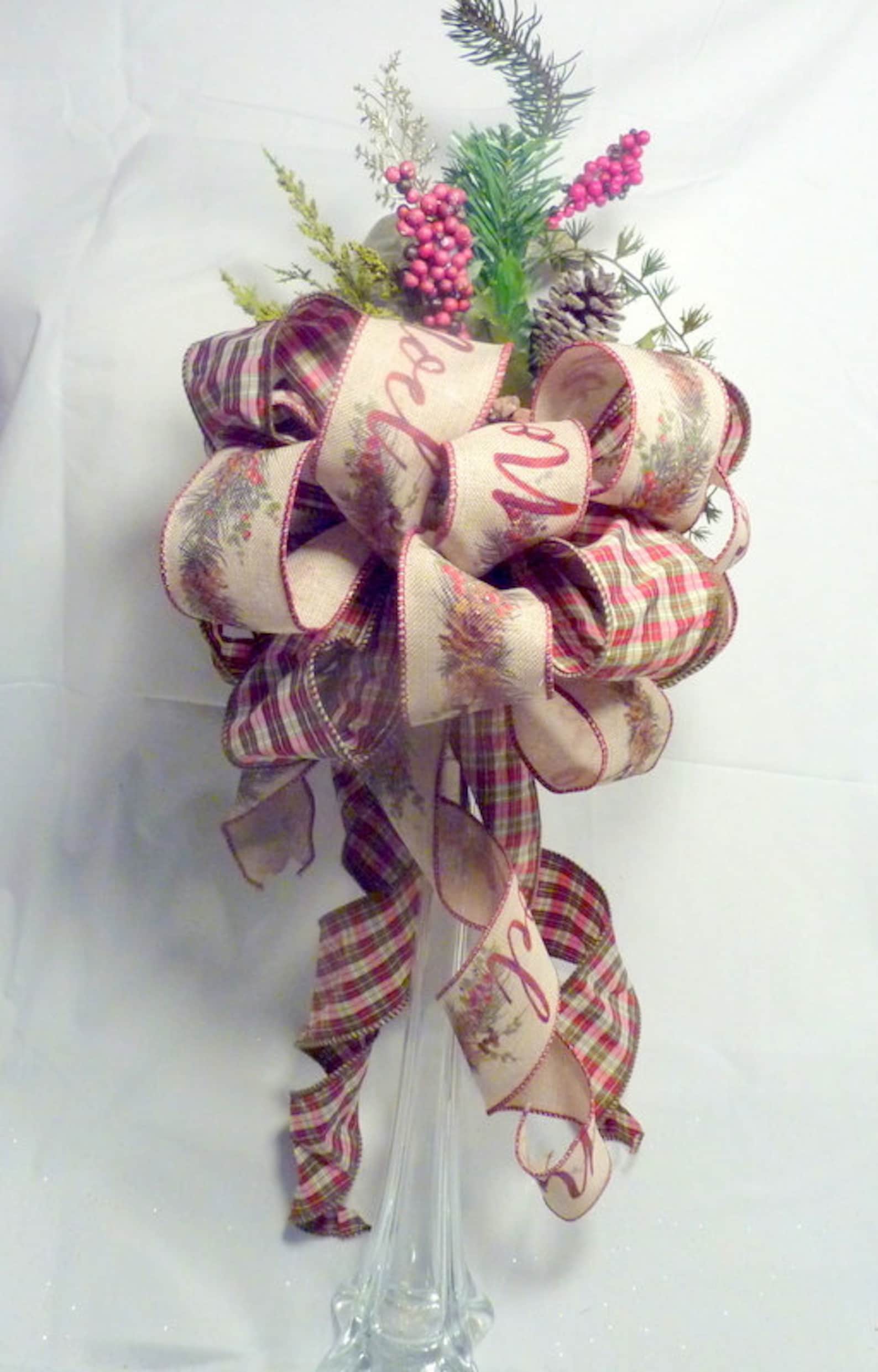 Ribbon Christmas Tree Topper Bow Tree Topper Noel Christmas - Etsy