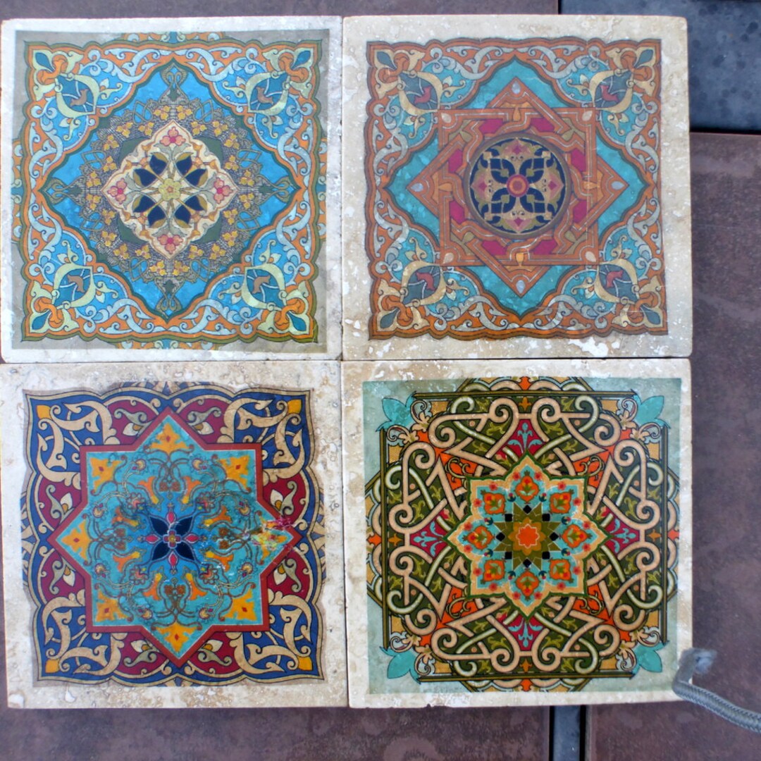 Moroccan Coasters, Stone Coasters, Set of 4 Marble Coasters - Etsy