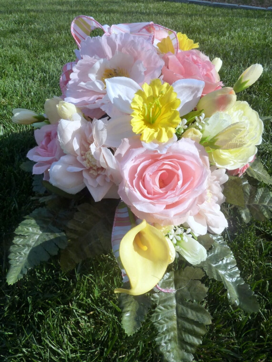 Pastel Headstone Spray Cemetery Flowers Memorial Spray - Etsy