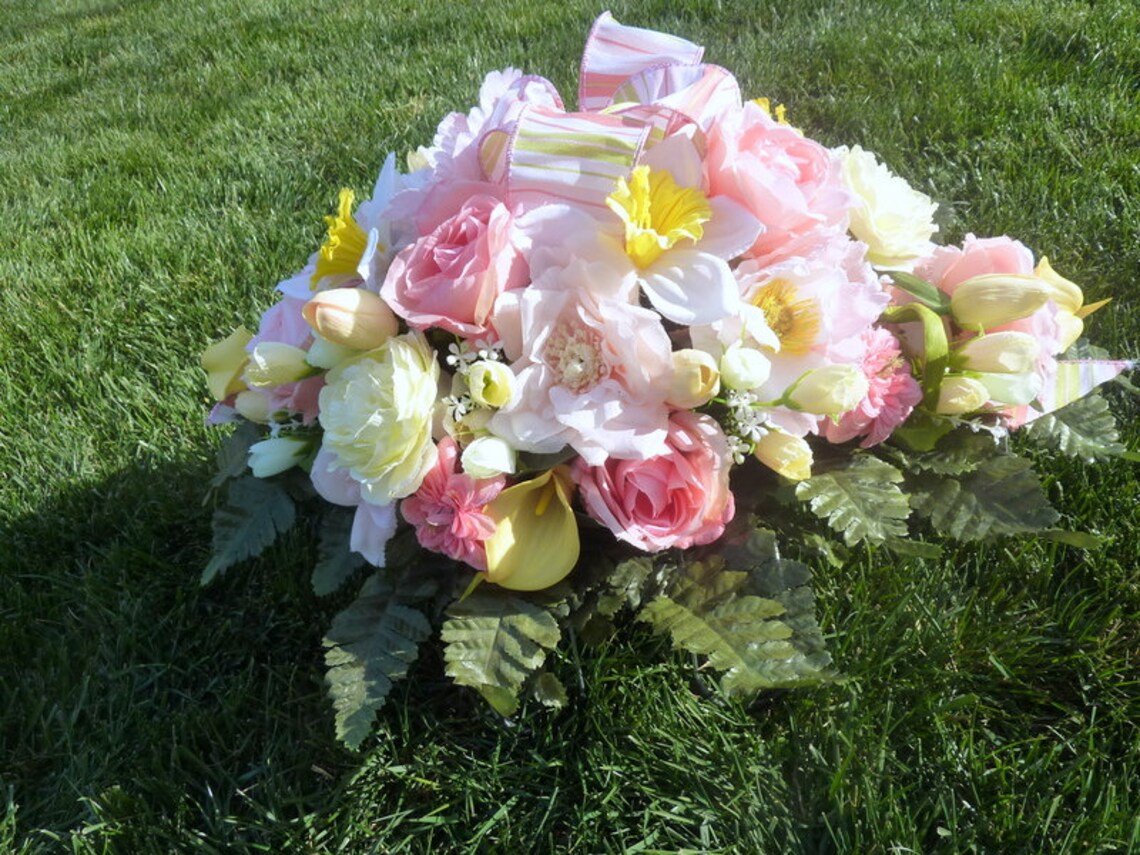 Pastel Headstone Spray Cemetery Flowers Memorial Spray - Etsy