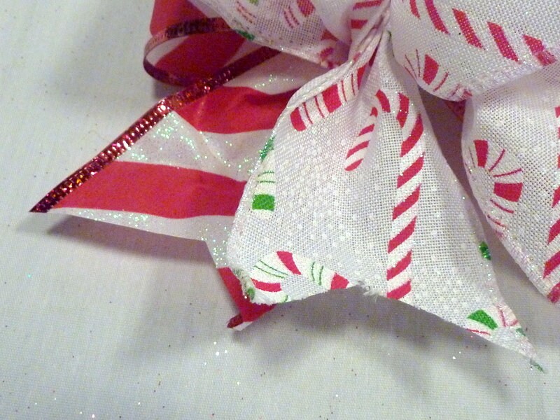 Red and White Candy Cane Tree bows Ribbon Tree decorations | Etsy