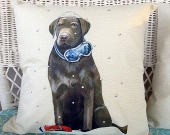 Chocolate Lab Pillow - Etsy