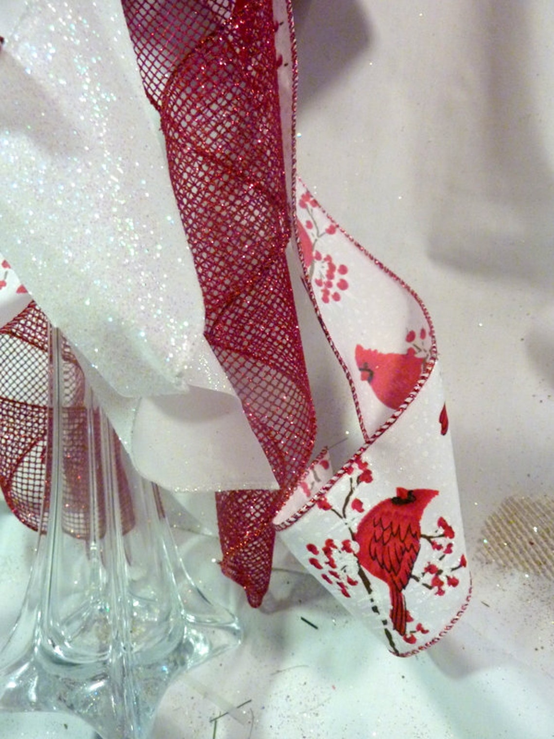 Cardinal Ribbon Tree Topper 360 Degree Bow Tree Topper - Etsy