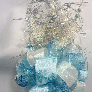 Ribbon Tree Topper, Blue and Silver Tree Topper, Bow Tree Topper - Etsy