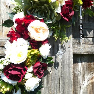 Wedding Arch Corner Swags, Burgundy & Ivory With Succulents, Set of 2 ...